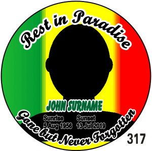 Funeral badge designas. Upload your photograph and select your text