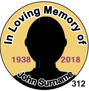 Funeral badge designas. Upload your photograph and select your text
